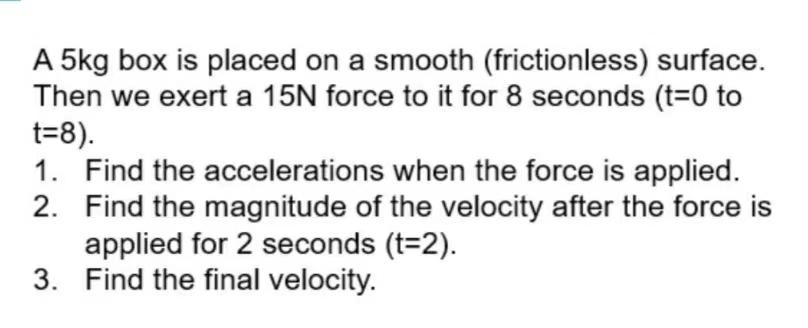 Solved A 5kg box is placed on a smooth (frictionless) | Chegg.com