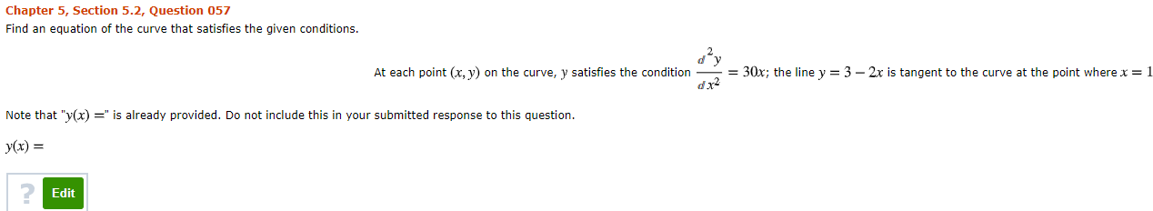 Solved Chapter 5, Section 5.2, Question 057 Find an equation | Chegg.com
