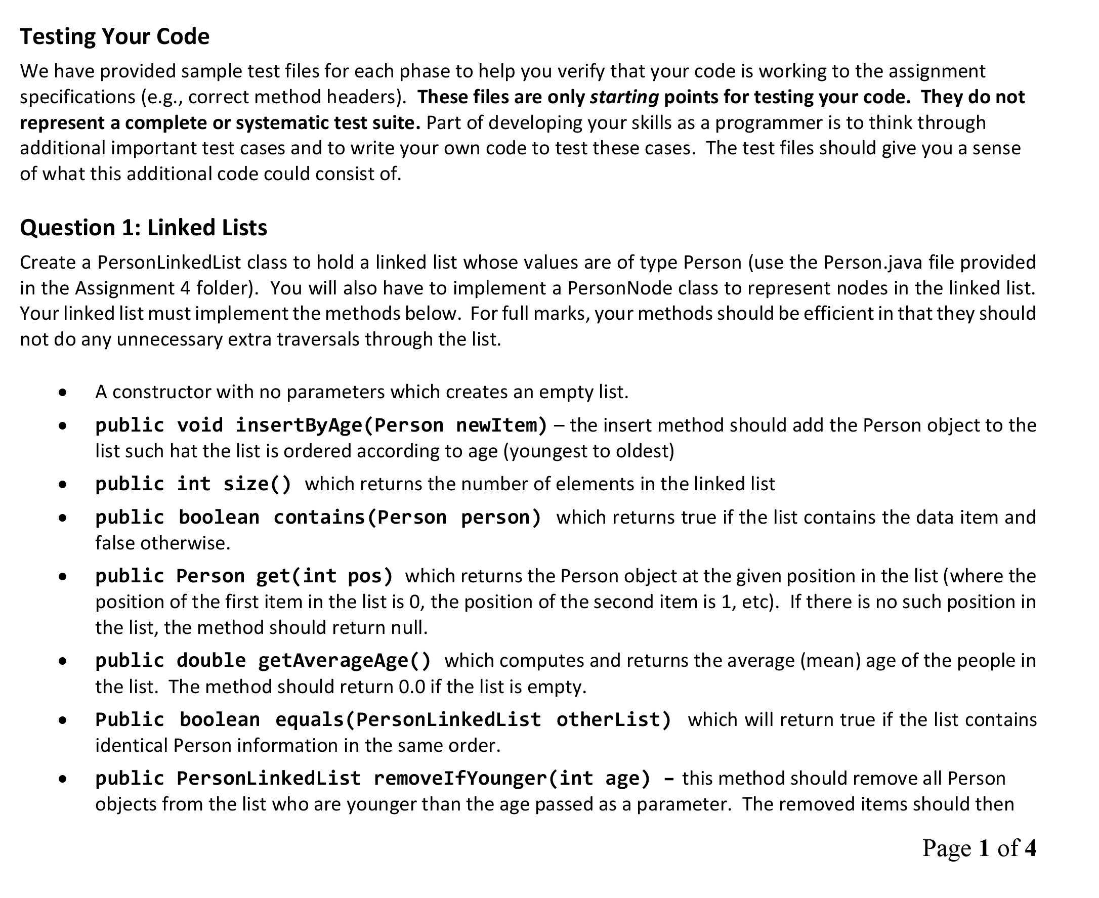 Solved Testing Your Code We have provided sample test files | Chegg.com