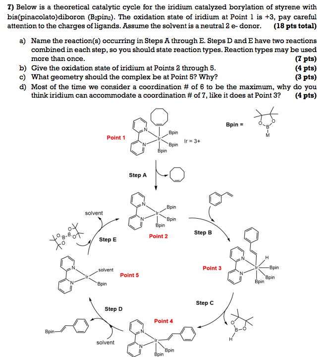Solved 7) Below is a theoretical catalytic cycle for the | Chegg.com