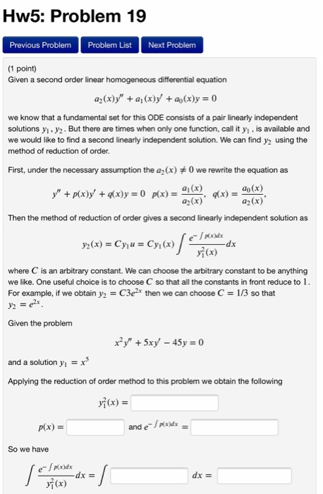 Solved Hw5: Problem 19 Previous Problem Problem List Next | Chegg.com