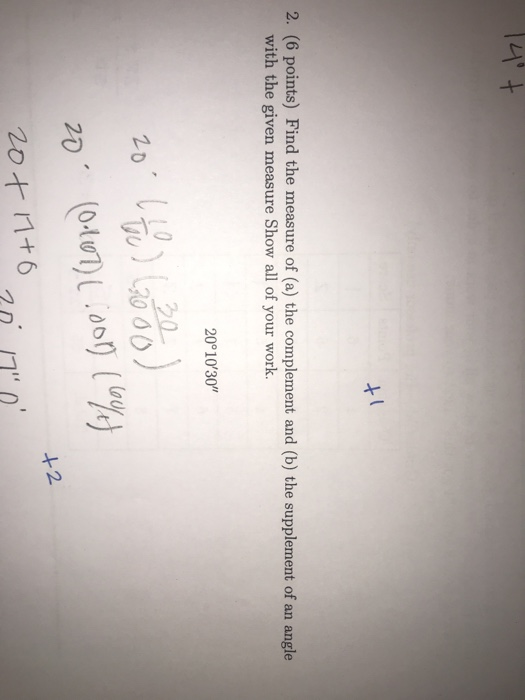 Solved 2. (6 points) Find the measure of (a) the complement | Chegg.com