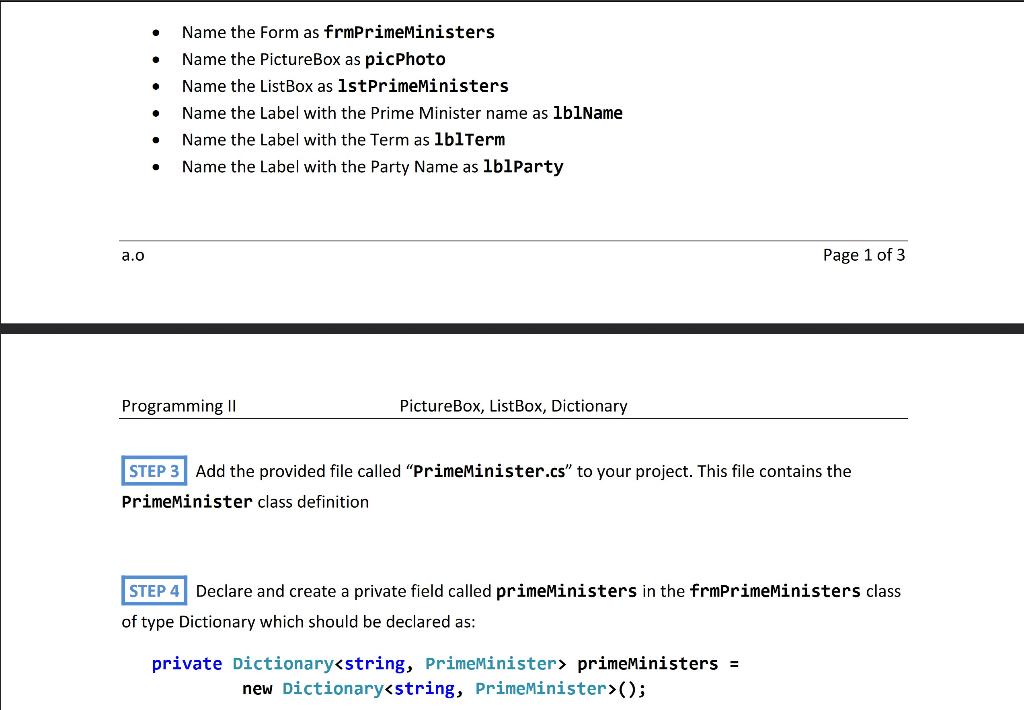 Solved You will use a Dictionary collection to drive this | Chegg.com