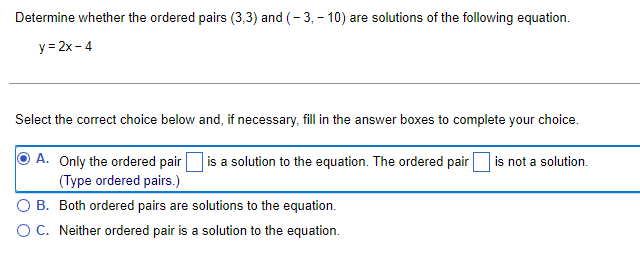 Solved Determine whether the ordered pairs (3,3) and | Chegg.com
