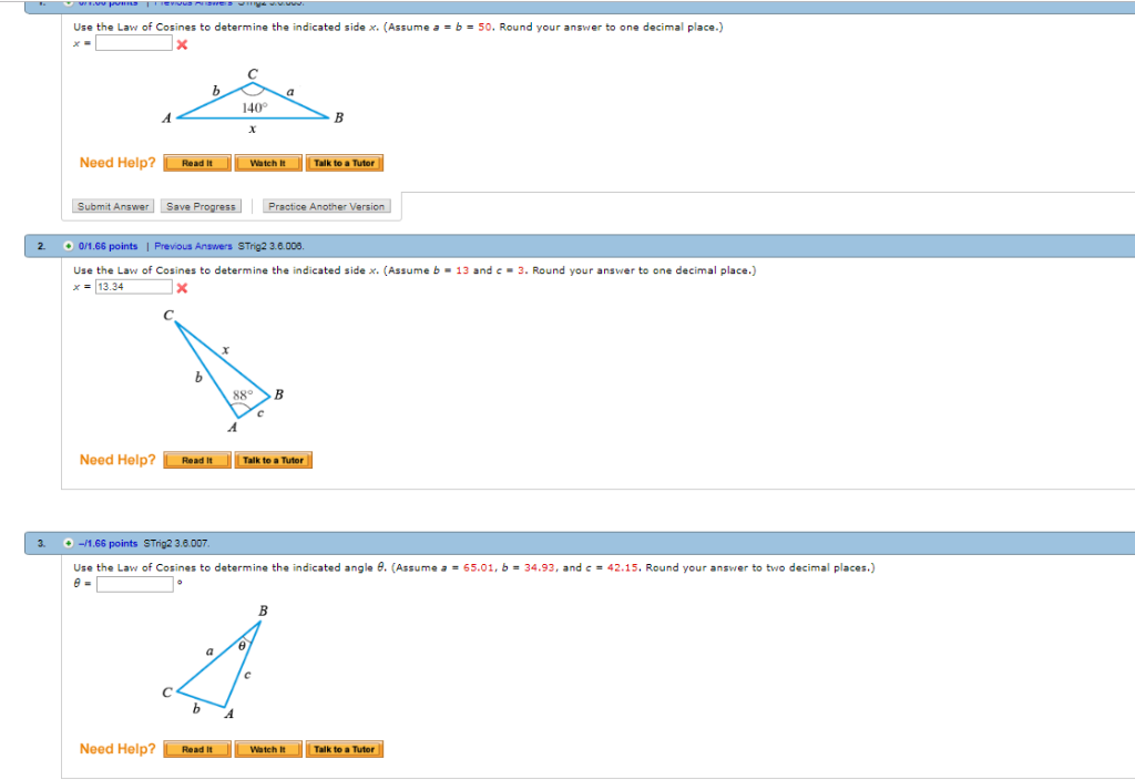 Solved Use the Law of Cosines to determine the indicated | Chegg.com