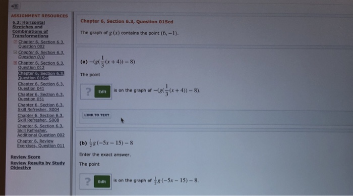 Solved Assignment Resources Chapter 6 Section 6 3 Question
