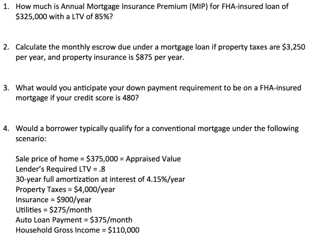 1. How much is Annual Mortgage Insurance Premium | Chegg.com