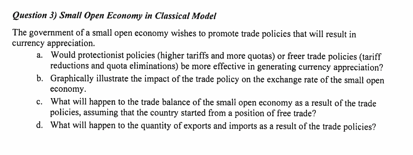 Solved Question 3 Small Open Economy In Classical Model The Chegg