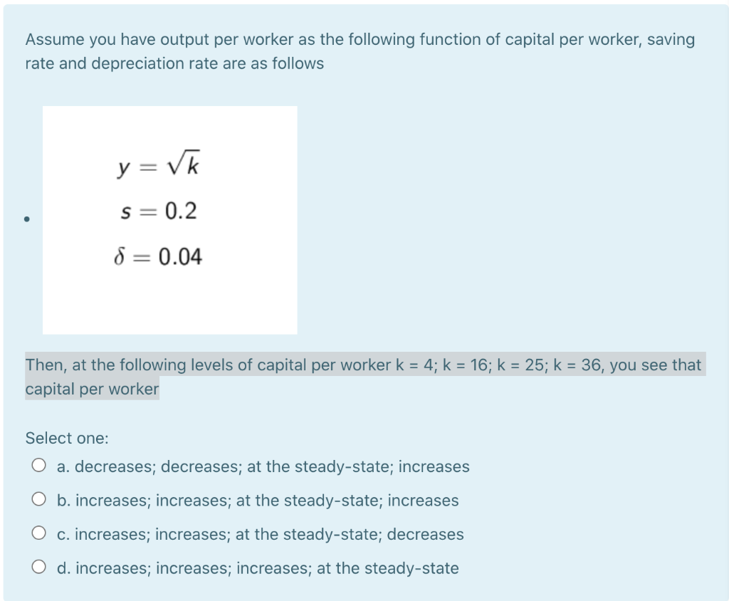 Solved Assume you have output per worker as the following | Chegg.com
