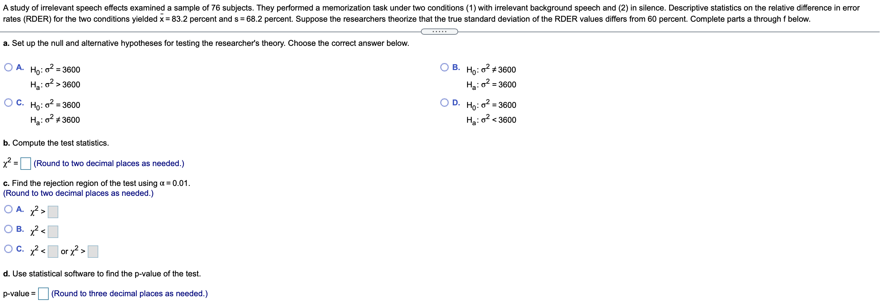 Solved A study of irrelevant speech effects examined a | Chegg.com
