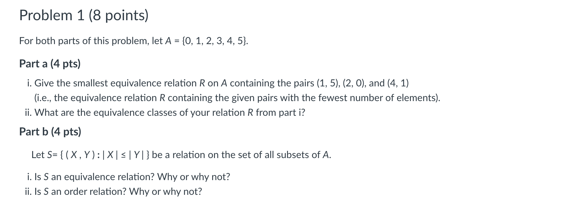 Solved Problem 1 (8 points) For both parts of this problem, | Chegg.com Solved Problem 1 (8 points) For both parts of this problem, | Chegg.com