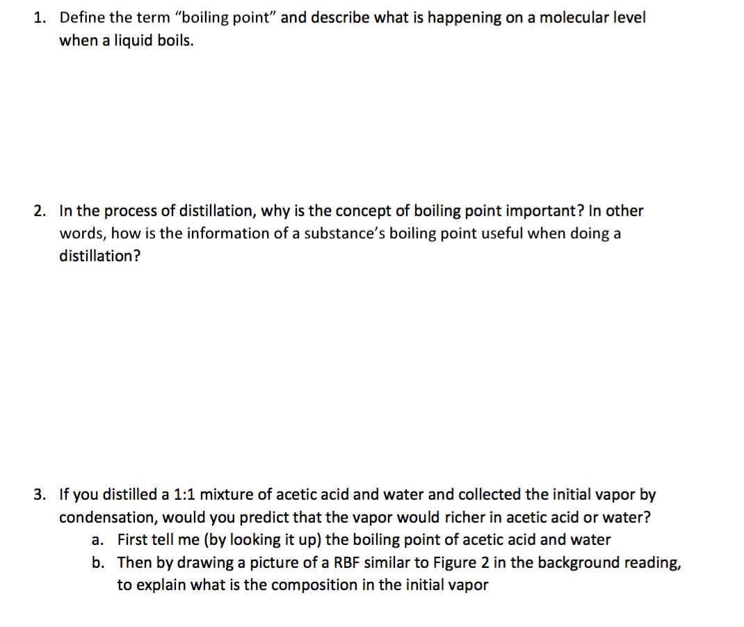 Solved 1. Define the term “boiling point" and describe what | Chegg.com