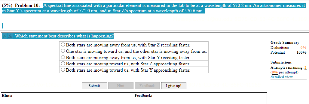 Solved (5\%) Problem 10: A spectral line associated with a | Chegg.com