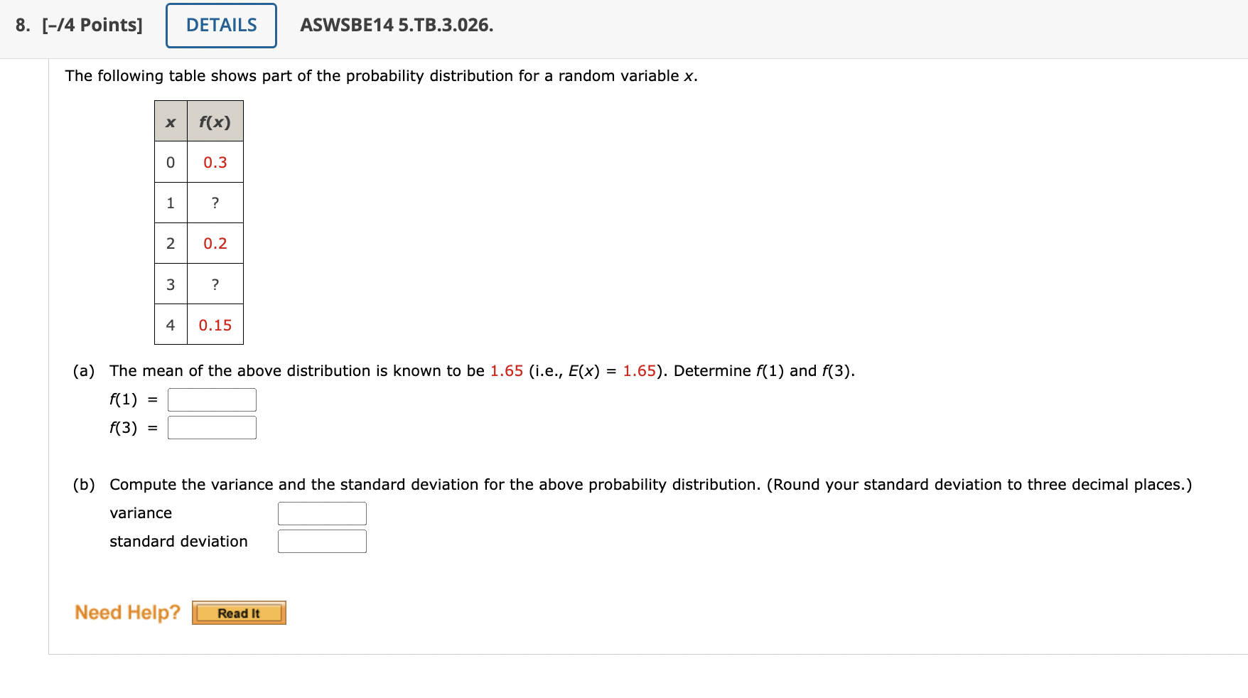 Solved The following table shows part of the probability | Chegg.com