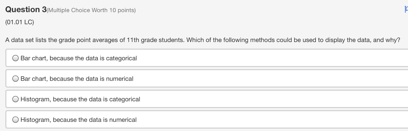 Solved Question 3(Multiple Choice Worth 10 points) (01.01 | Chegg.com