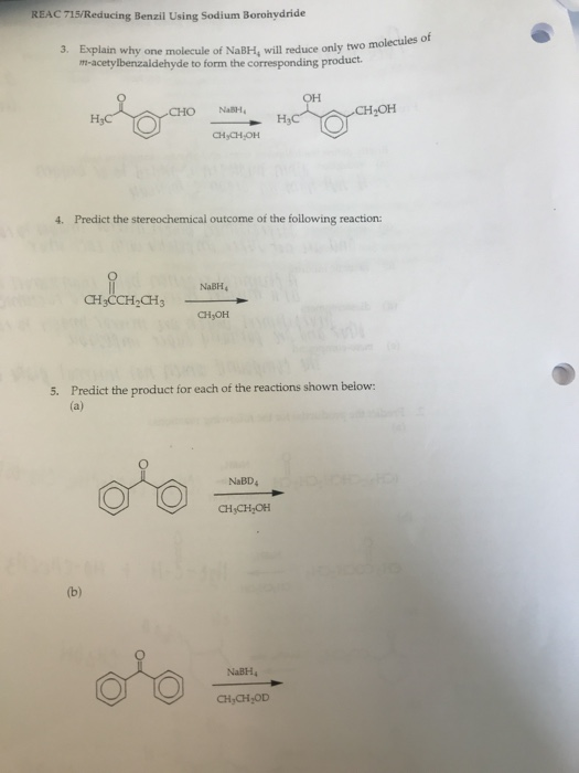 Solved REAC 715/Reducing Benzil Using Sodium Borohydride | Chegg.com