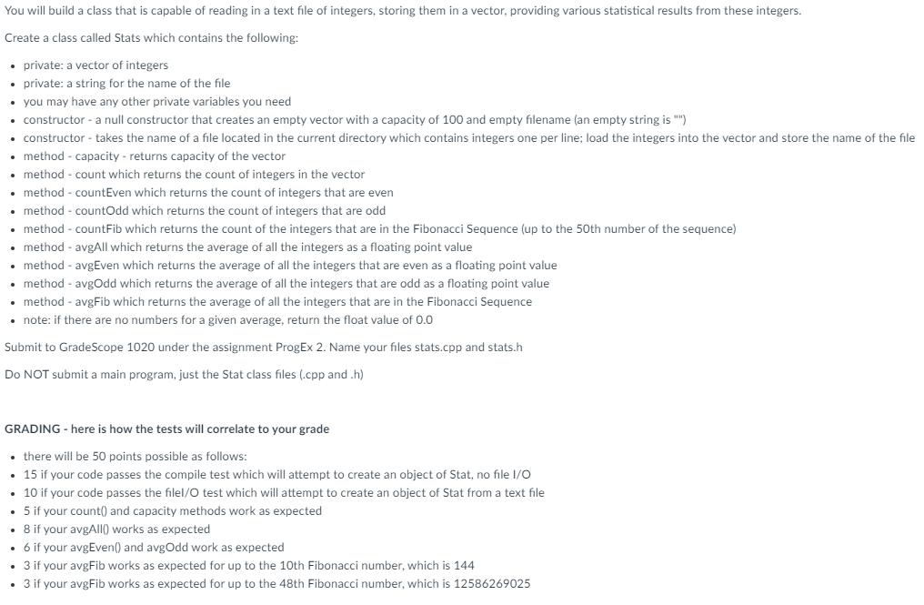 Solved C++ help , need the stats.cpp file to work based on | Chegg.com