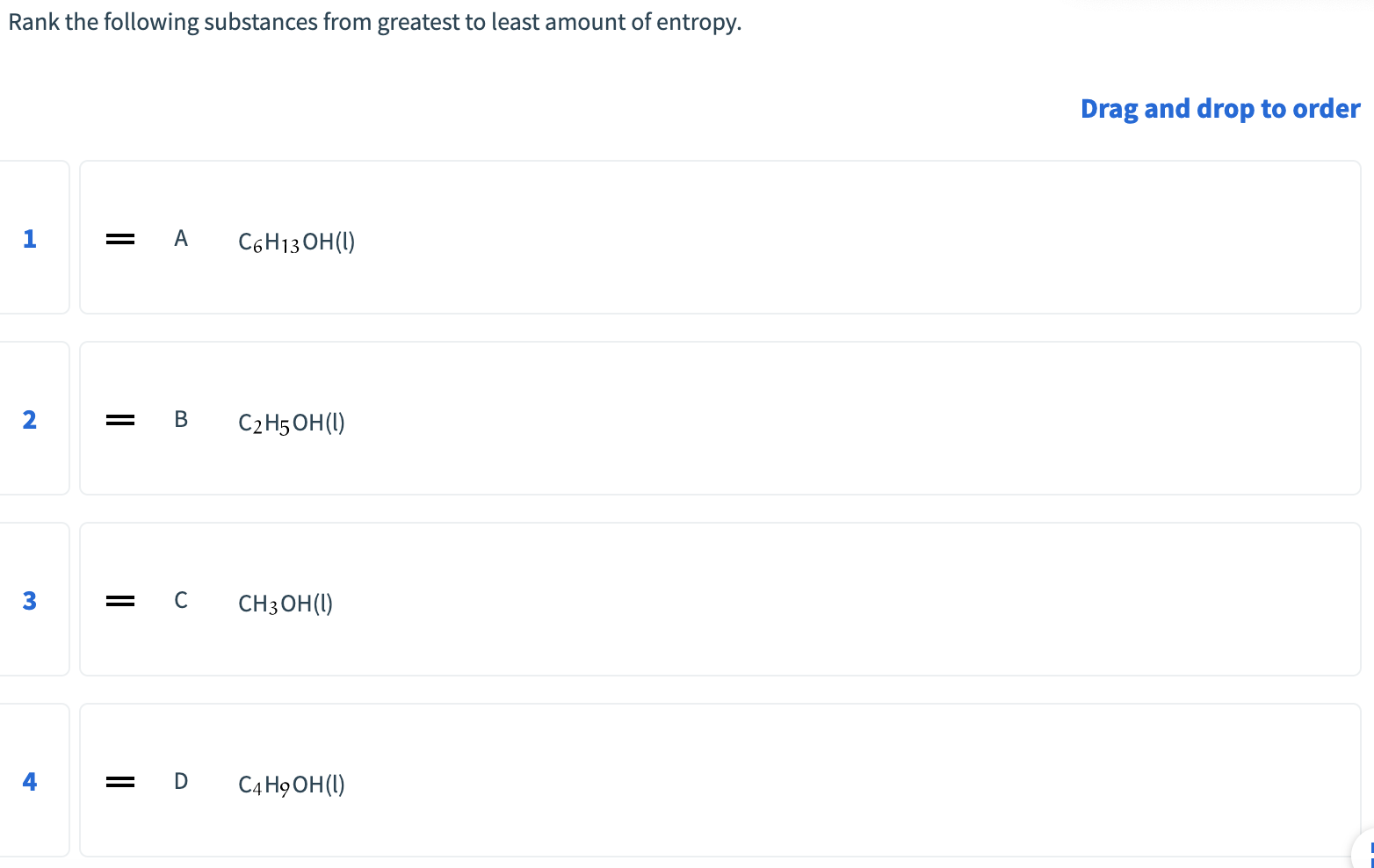 Solved Rank the following substances from greatest to least | Chegg.com