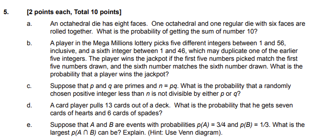 Solved 5. a. [2 points each, Total 10 points] An octahedral | Chegg.com