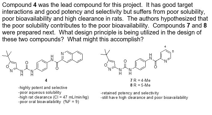 Compound 4 was the lead compound for this project. It | Chegg.com