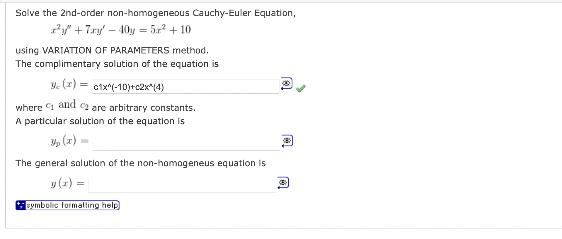 Solved Solve the 2nd-order non-homogeneous Cauchy-Euler | Chegg.com