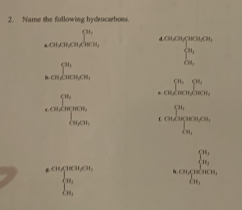 Solved 2. Name the following hydrocarbons. | Chegg.com