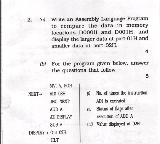 2. (a) Write an Assembly Language Program to compare | Chegg.com