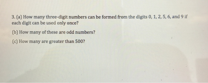 Solved (a) How many three-digit numbers can be formed from | Chegg.com