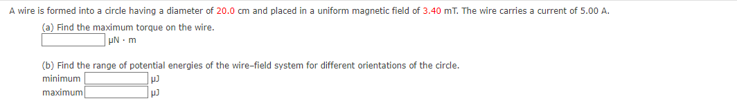 Solved A wire is formed into a circle having a diameter of | Chegg.com