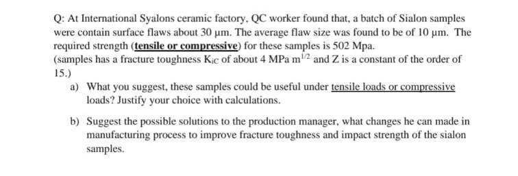 Solved Q: At International Syalons ceramic factory, QC | Chegg.com
