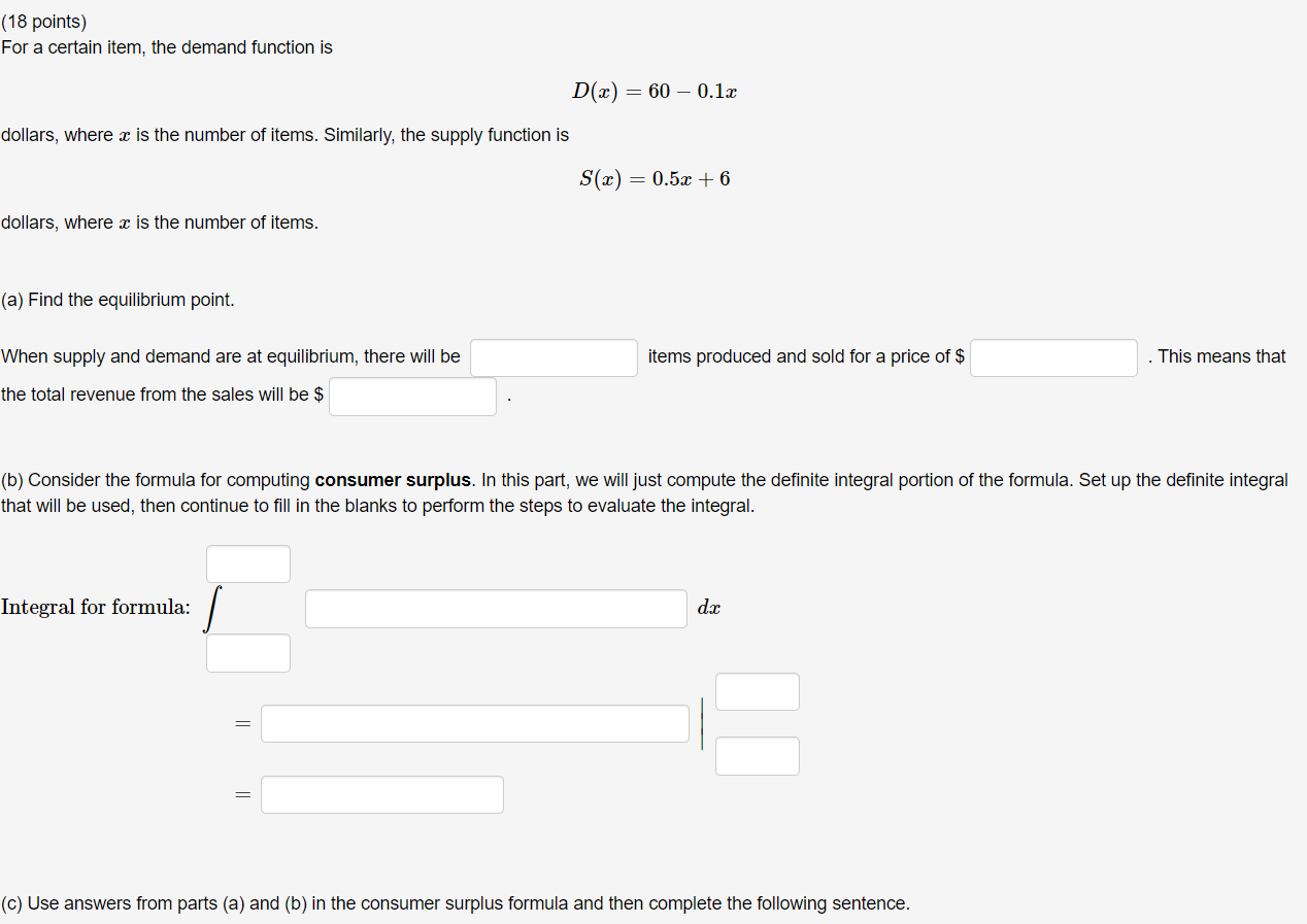 Solved (18 points) For a certain item, the demand function | Chegg.com