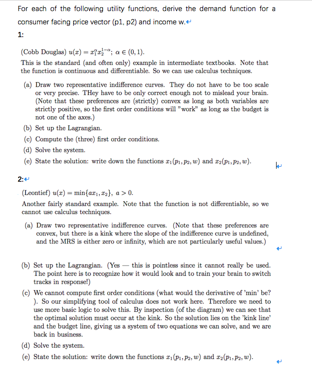 Solved For each of the following utility functions, derive | Chegg.com