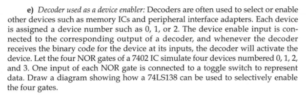 Solved e) Decoder used as a device enabler: Decoders are | Chegg.com