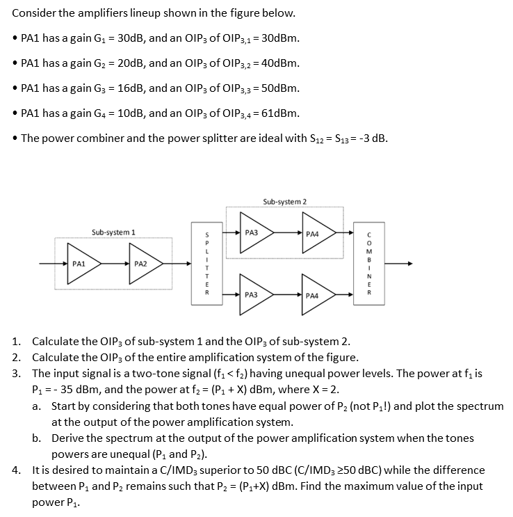 Solved Consider the amplifiers lineup shown in the figure | Chegg.com