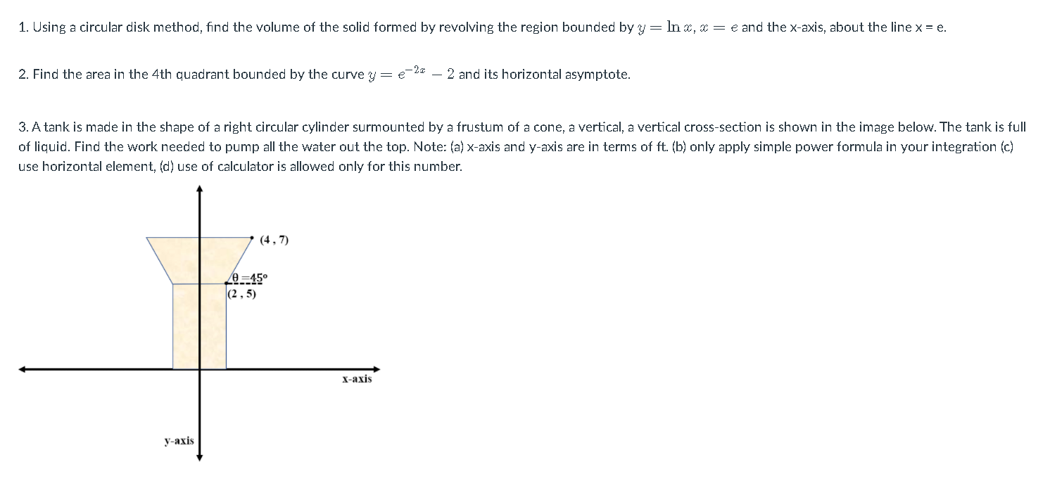 Solved 1. Using a circular disk method, find the volume of | Chegg.com Solved 1. Using a circular disk method, find the volume of | Chegg.com