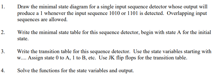 1. Draw the minimal state diagram for a single input | Chegg.com