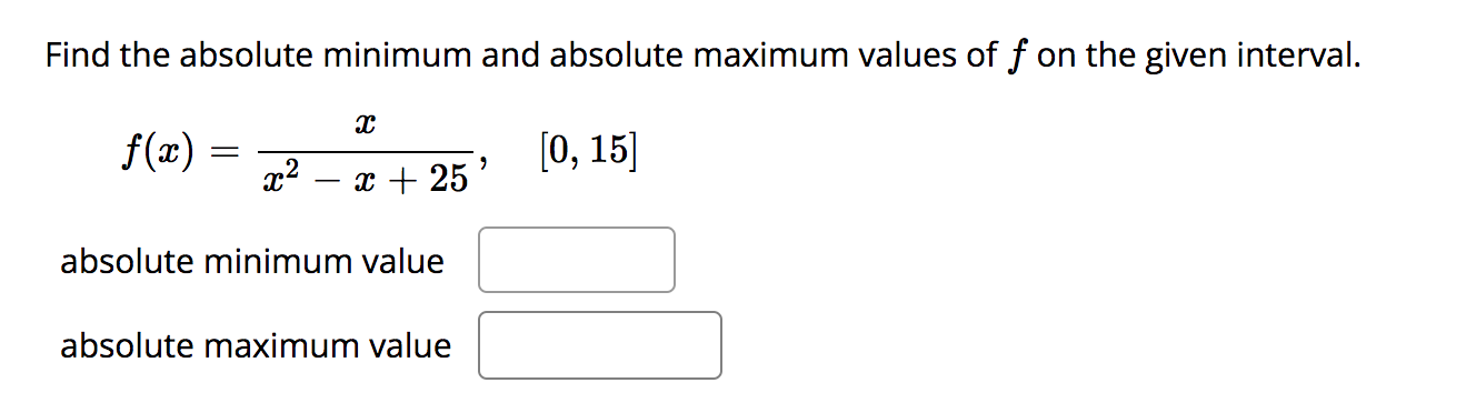 Solved Find the absolute minimum and absolute maximum values | Chegg.com