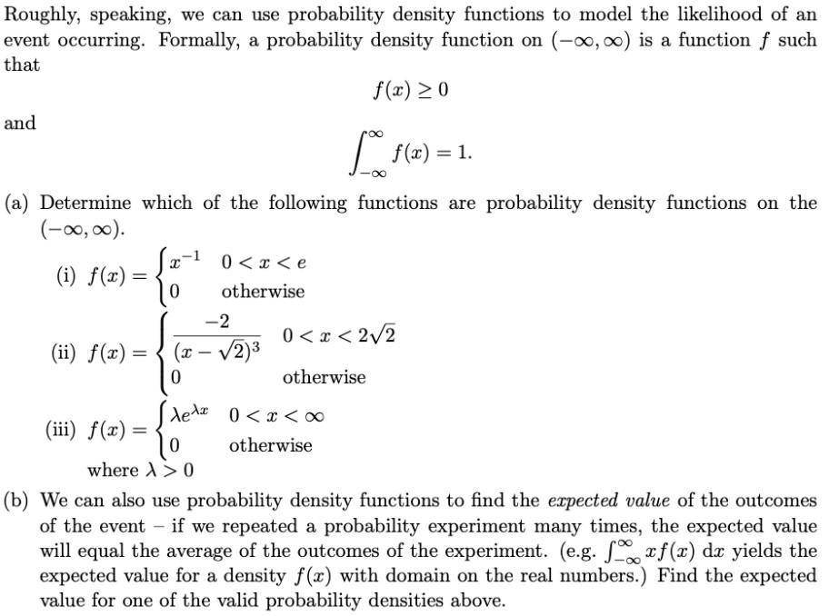Solved Roughly, speaking, we can use probability density | Chegg.com