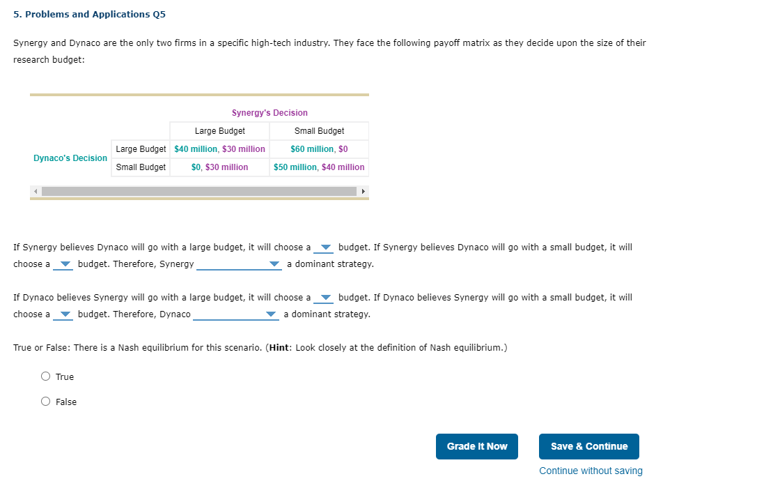 Solved 5. Problems and Applications Q5 Synergy and Dynaco | Chegg.com