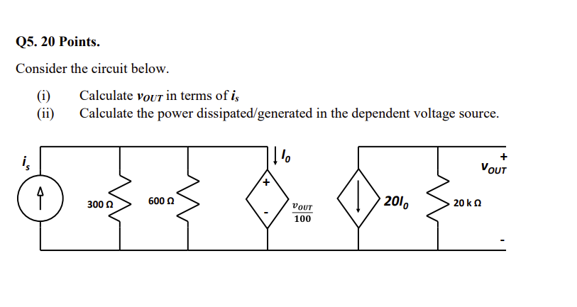 Solved Consider the circuit below. (i) Calculate vout in | Chegg.com