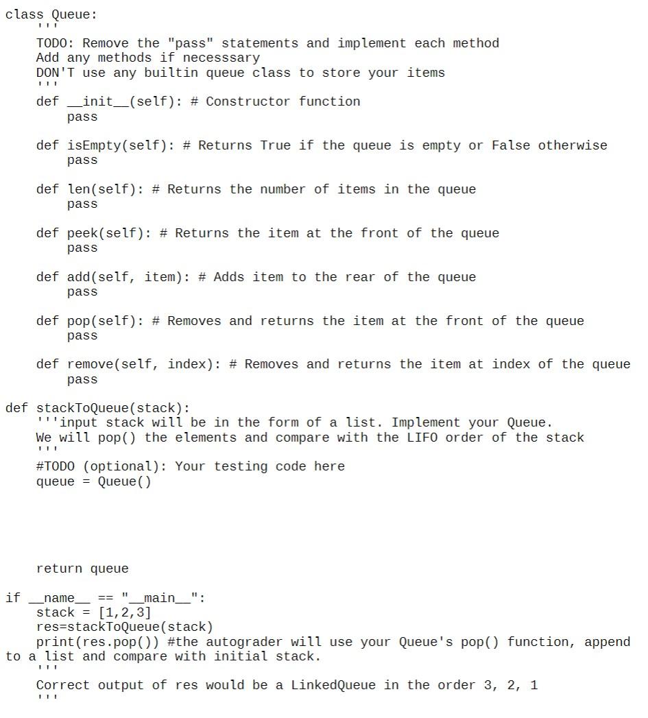 Solved 2. Define a function named stackToqueue. This | Chegg.com