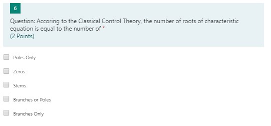 Solved Question: Accoring to the Classical Control Theory, | Chegg.com