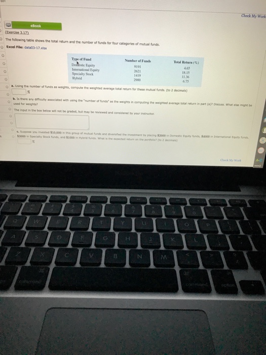 Solved Check My Wok The following table shows the total | Chegg.com