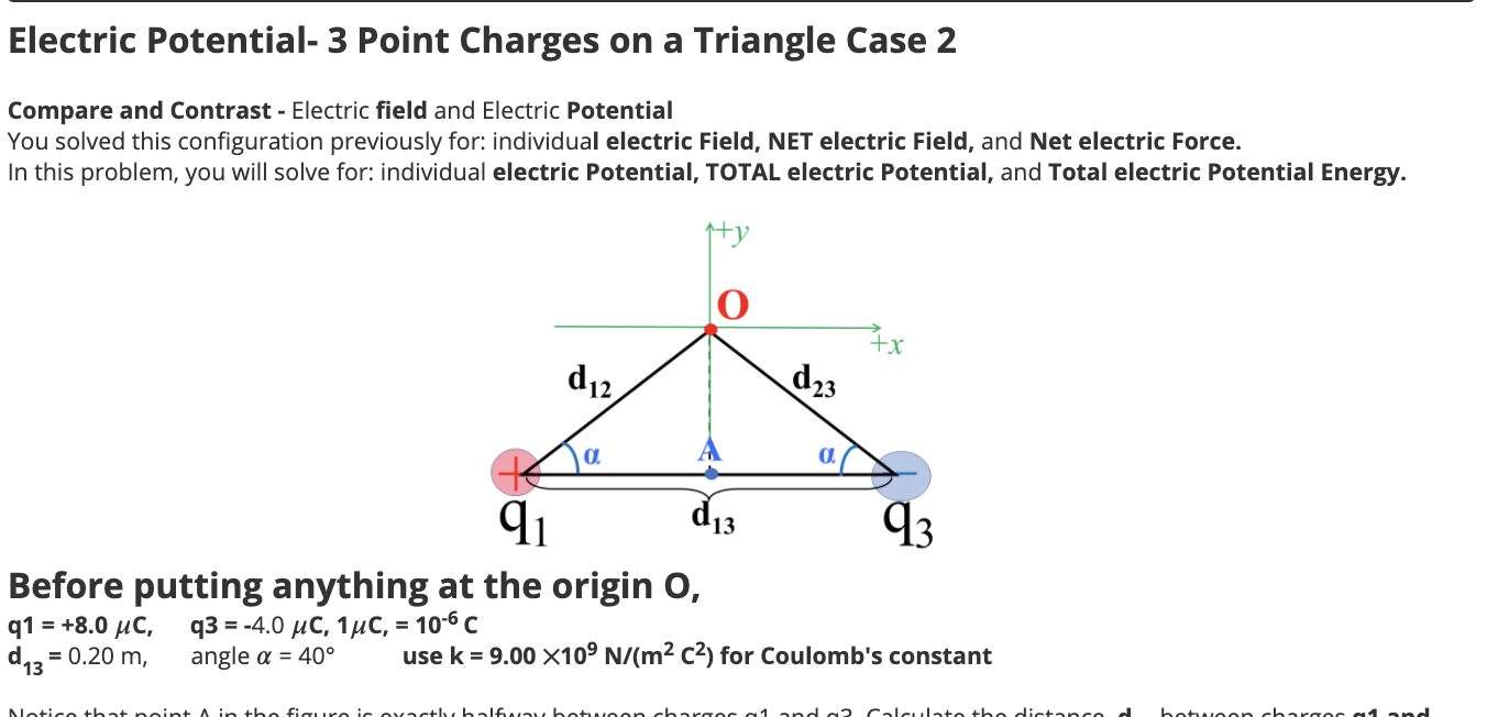 Solved Electric Potential- 3 Point Charges on a Triangle | Chegg.com