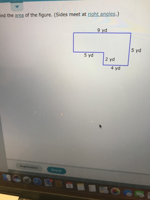 Solved ind the area of the figure. (Sides meet at right | Chegg.com