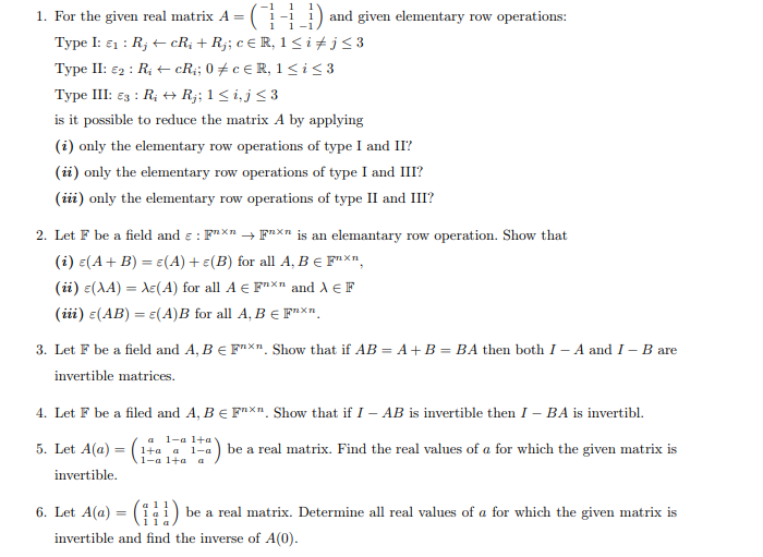 Solved For the given real matrix | Chegg.com