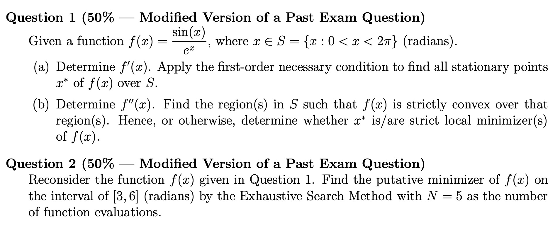 Solved Question 2 (50% - ﻿Modified Version of a Past Exam | Chegg.com