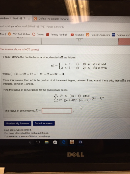 Solved Define the double factorial of n, denoted n!!. as | Chegg.com