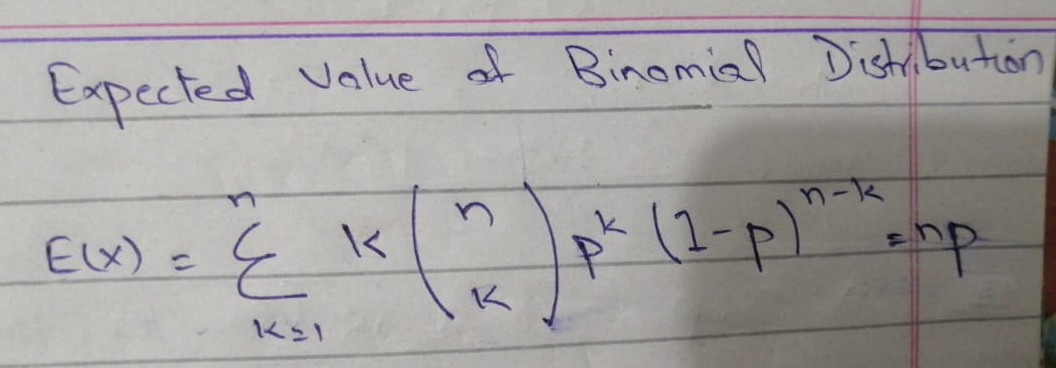 Solved Expected Value at Binomial Distribution n-k Elx) § k | Chegg.com