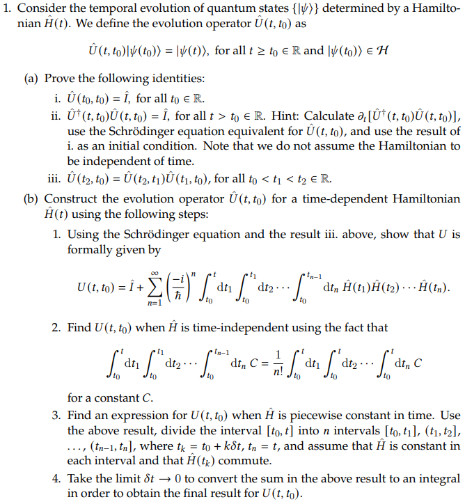Solved Consider the temporal evolution of quantum states | Chegg.com